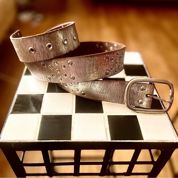 None | Accessories | Vintage 9s Metallic Silver Studded Leather Belt ...